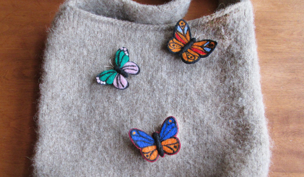 2D Needle Felting: Butterfly Brooch – Laura MacEachern - PEI Fibre Festival